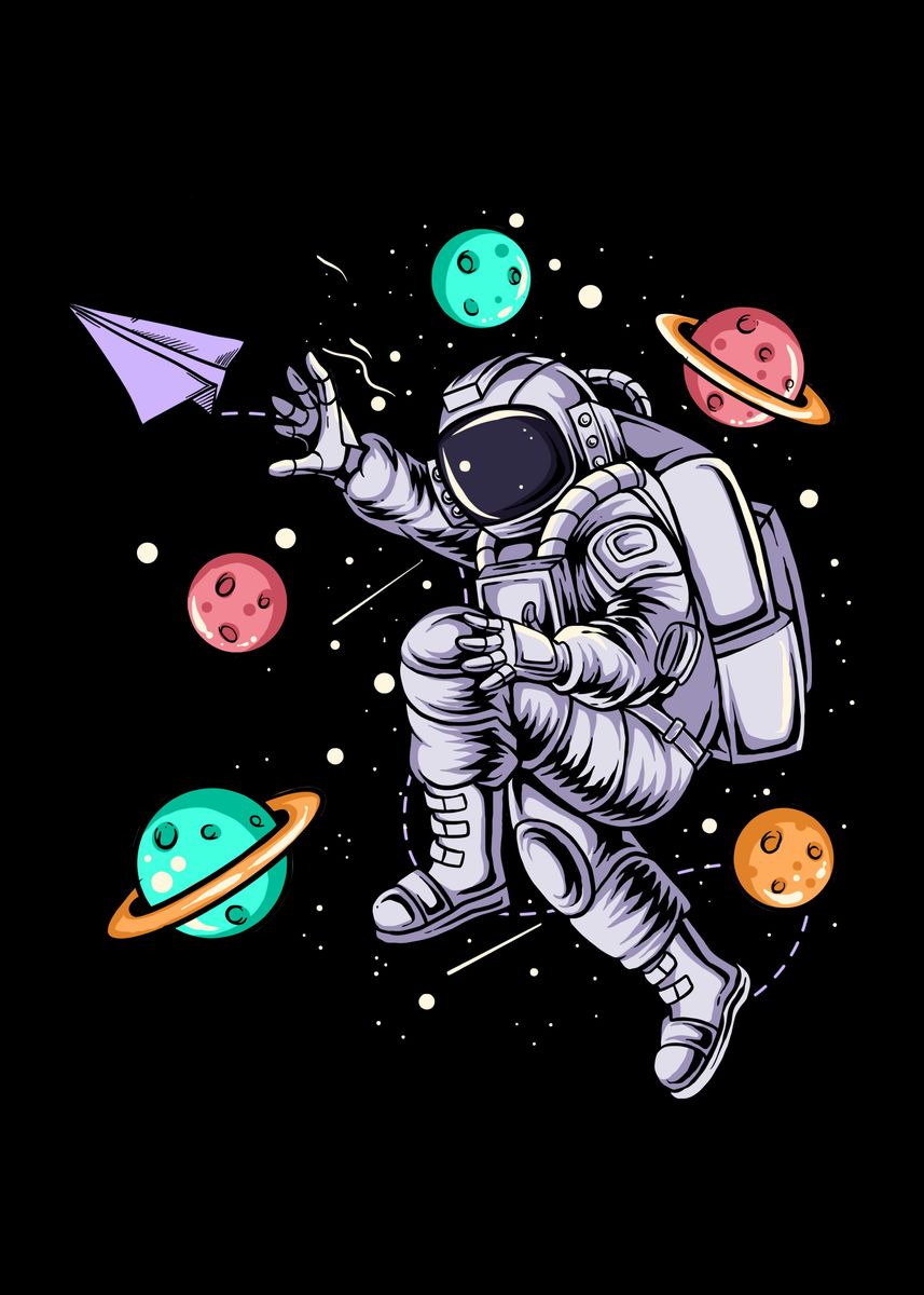 'Astronaut Paper Planes' Poster by professionaldesigns | Displate