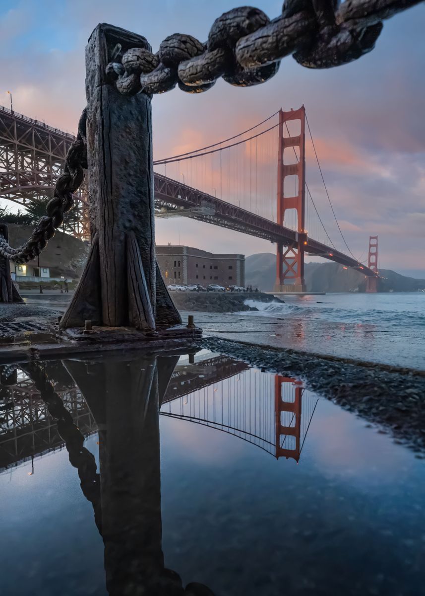 'Golden Puddle' Poster, picture, metal print, paint by Mango Art | Displate