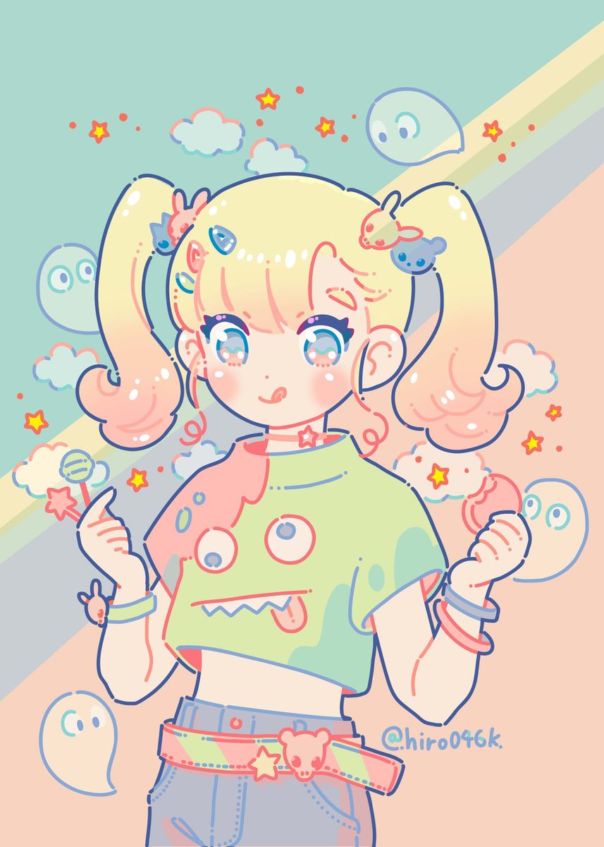 'Candy monster' Poster, picture, metal print, paint by Hiroko Hashimoto | Displate