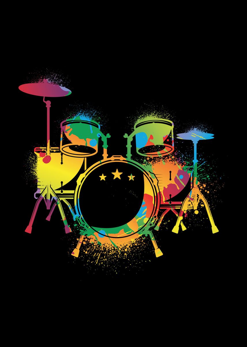 'Drumming Colorful Drum Set' Poster by professionaldesigns | Displate