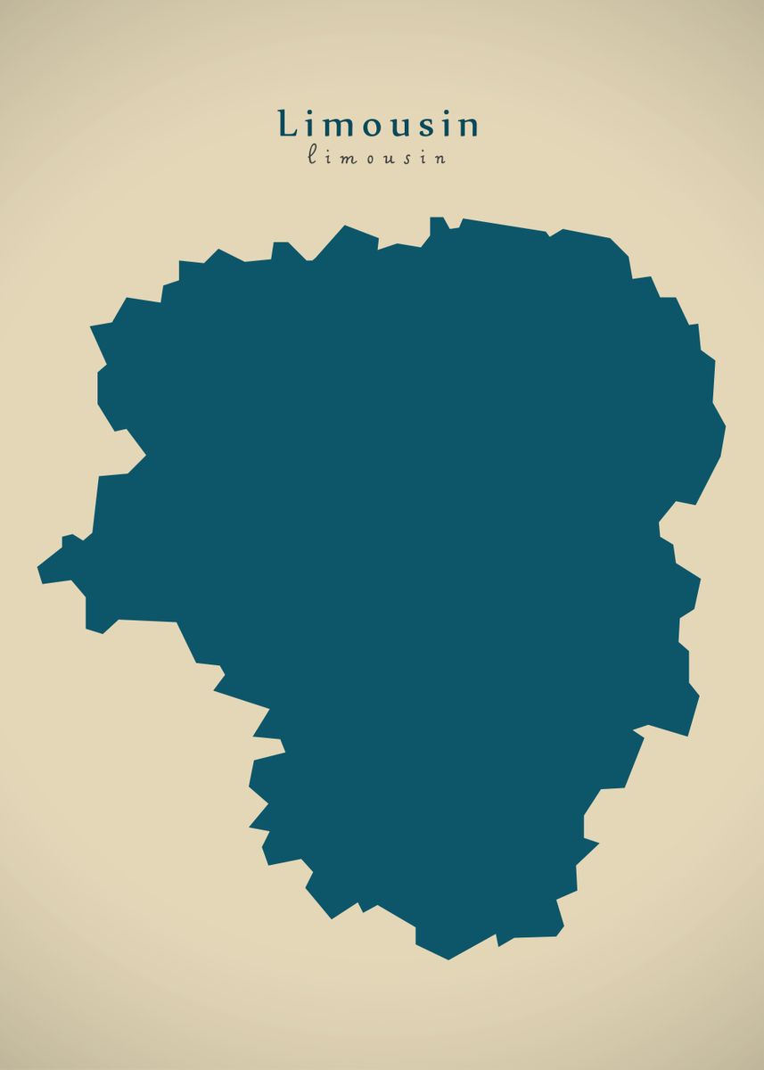 'Limousin region map' Poster, picture, metal print, paint by Ingo ...