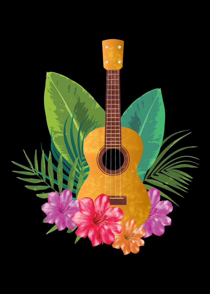 'Uke Ukulele Guitar' Poster, picture, metal print, paint by BobbyBubble ...