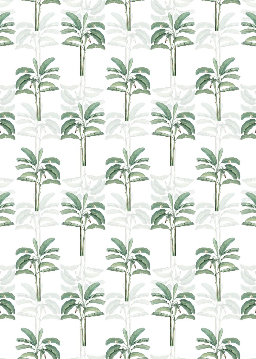 'Floral Banana Tree Pattern' Poster, picture, metal print, paint by ...