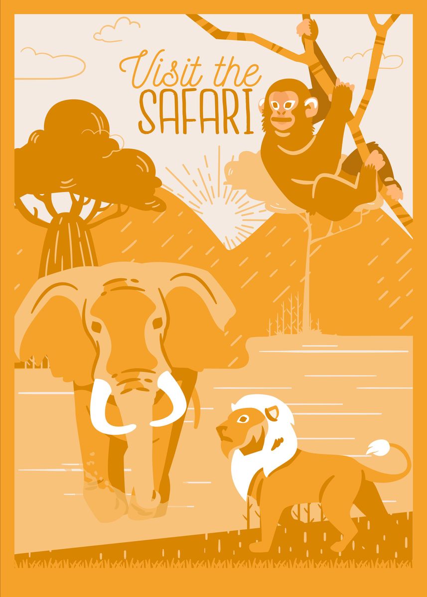 'Safari animals ' Poster, picture, metal print, paint by Fateh Lahlah ...
