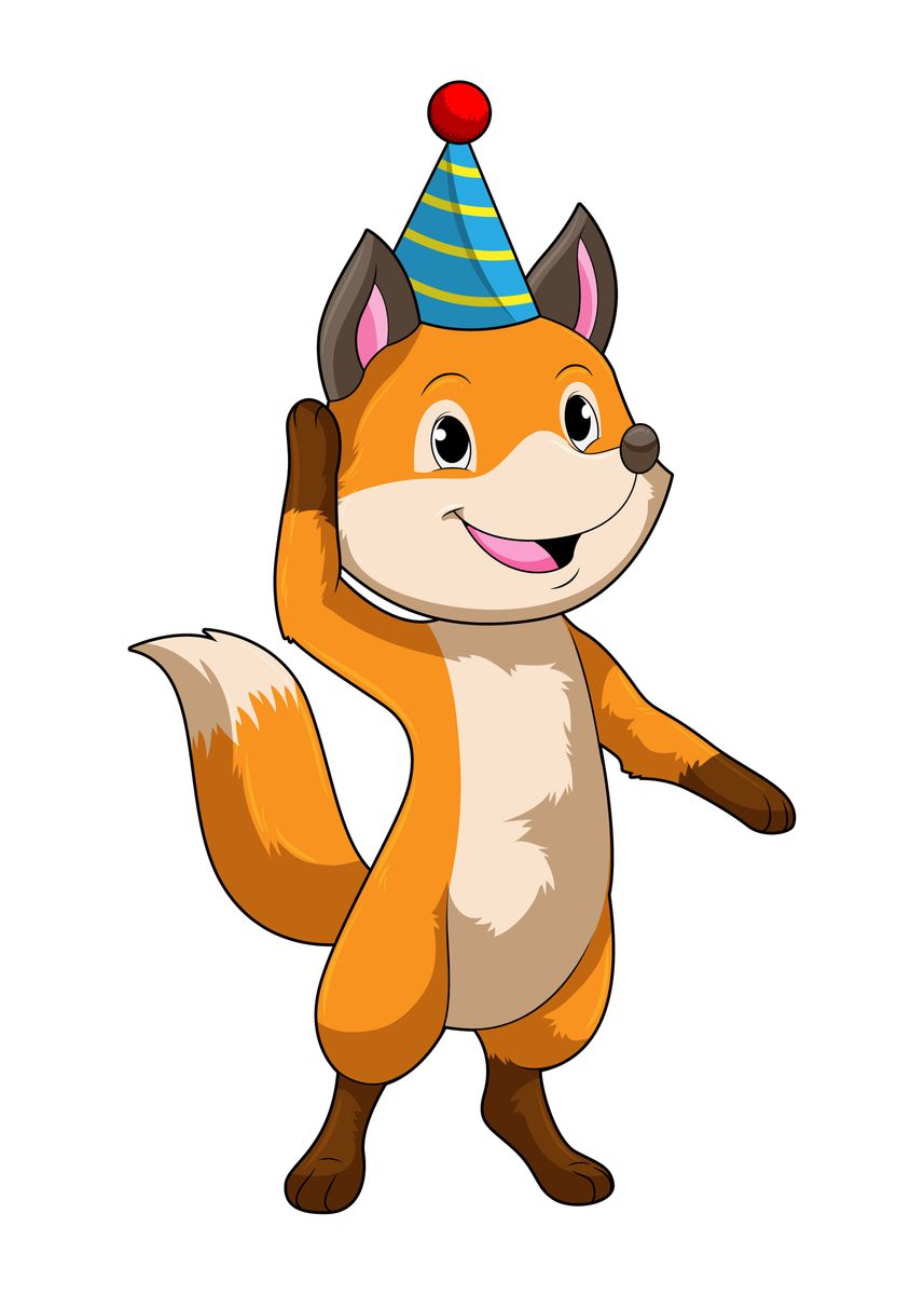 'Fox Party hat Party' Poster, picture, metal print, paint by Markus ...