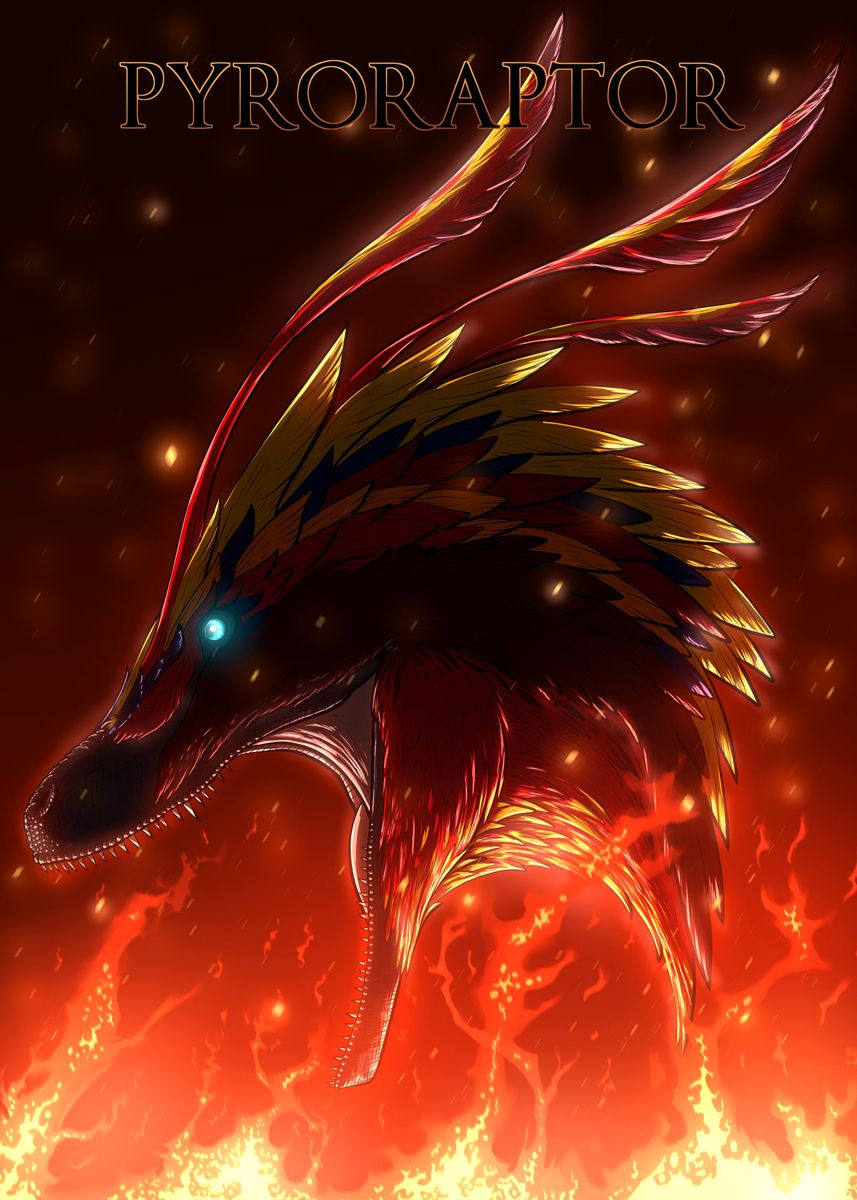 'Pyroraptor olympius' Poster, picture, metal print, paint by Ryo | Displate