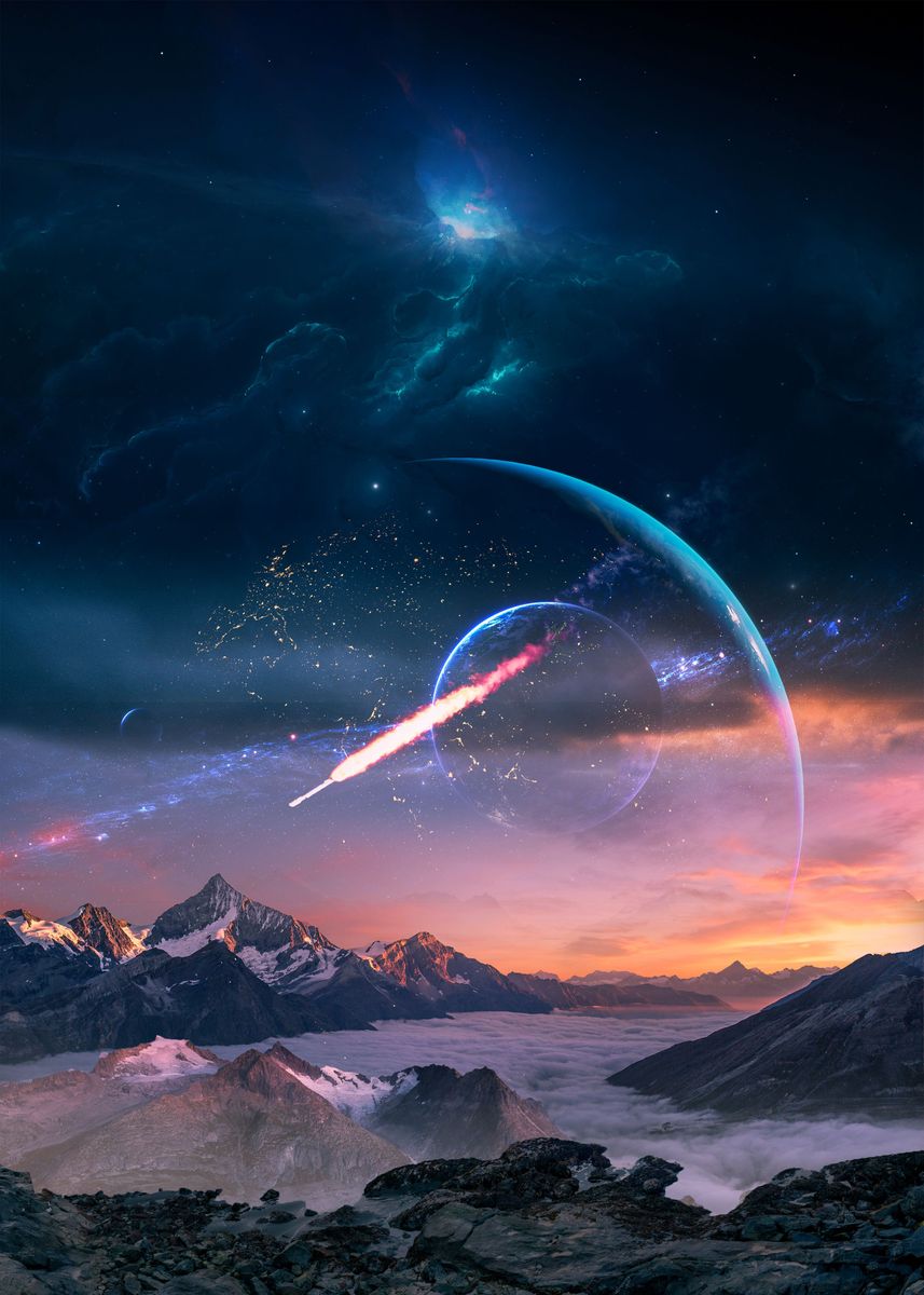 'Space Falling' Poster, picture, metal print, paint by Shaheen Khan ...