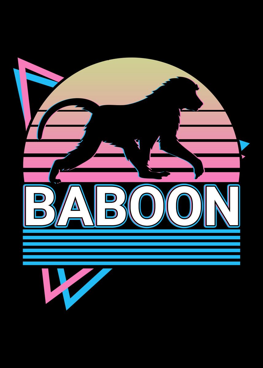 'Baboon Retro' Poster, picture, metal print, paint by AestheticAlex ...