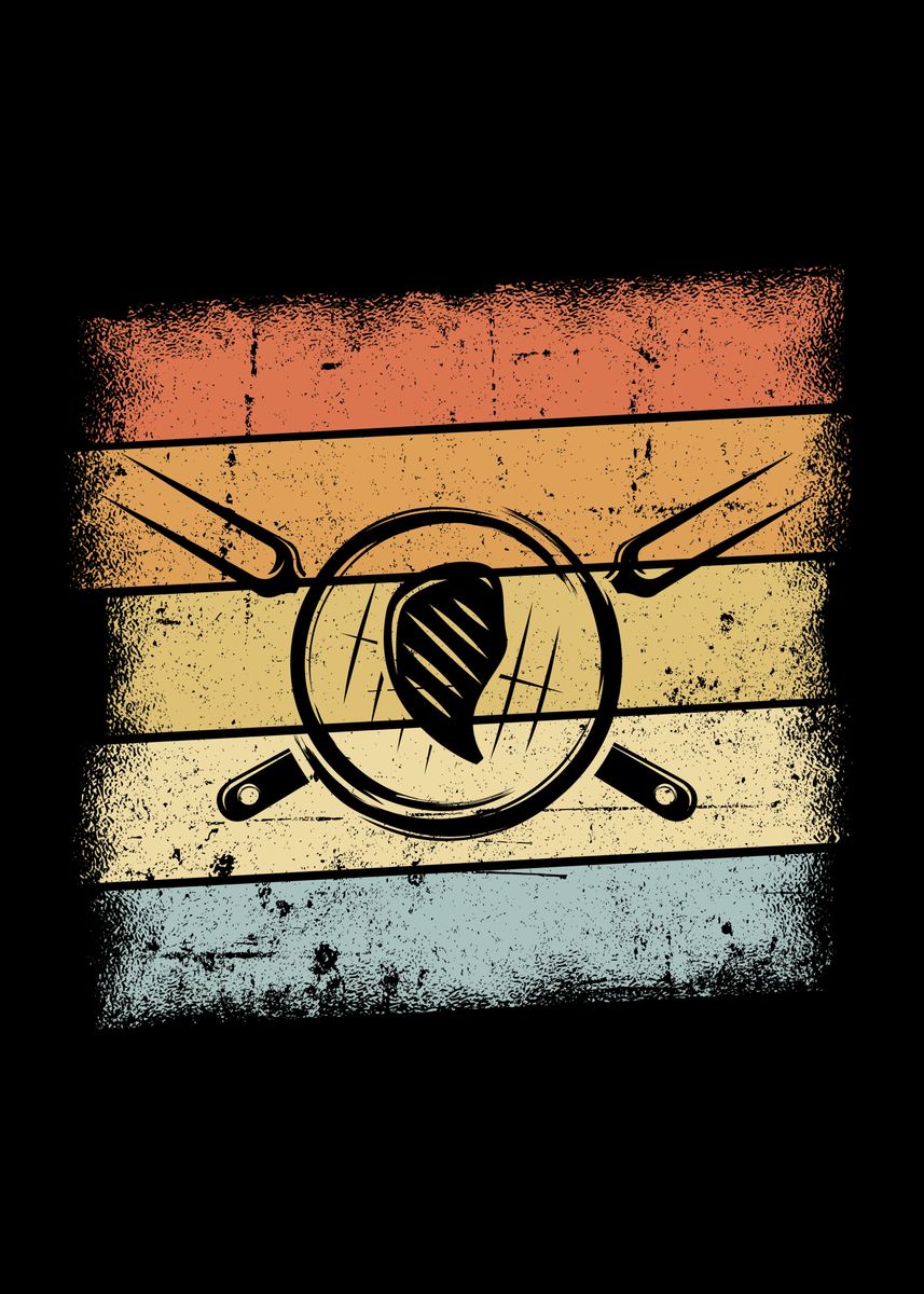 'BBQ Motif Retro Look' Poster, picture, metal print, paint by schmugo ...