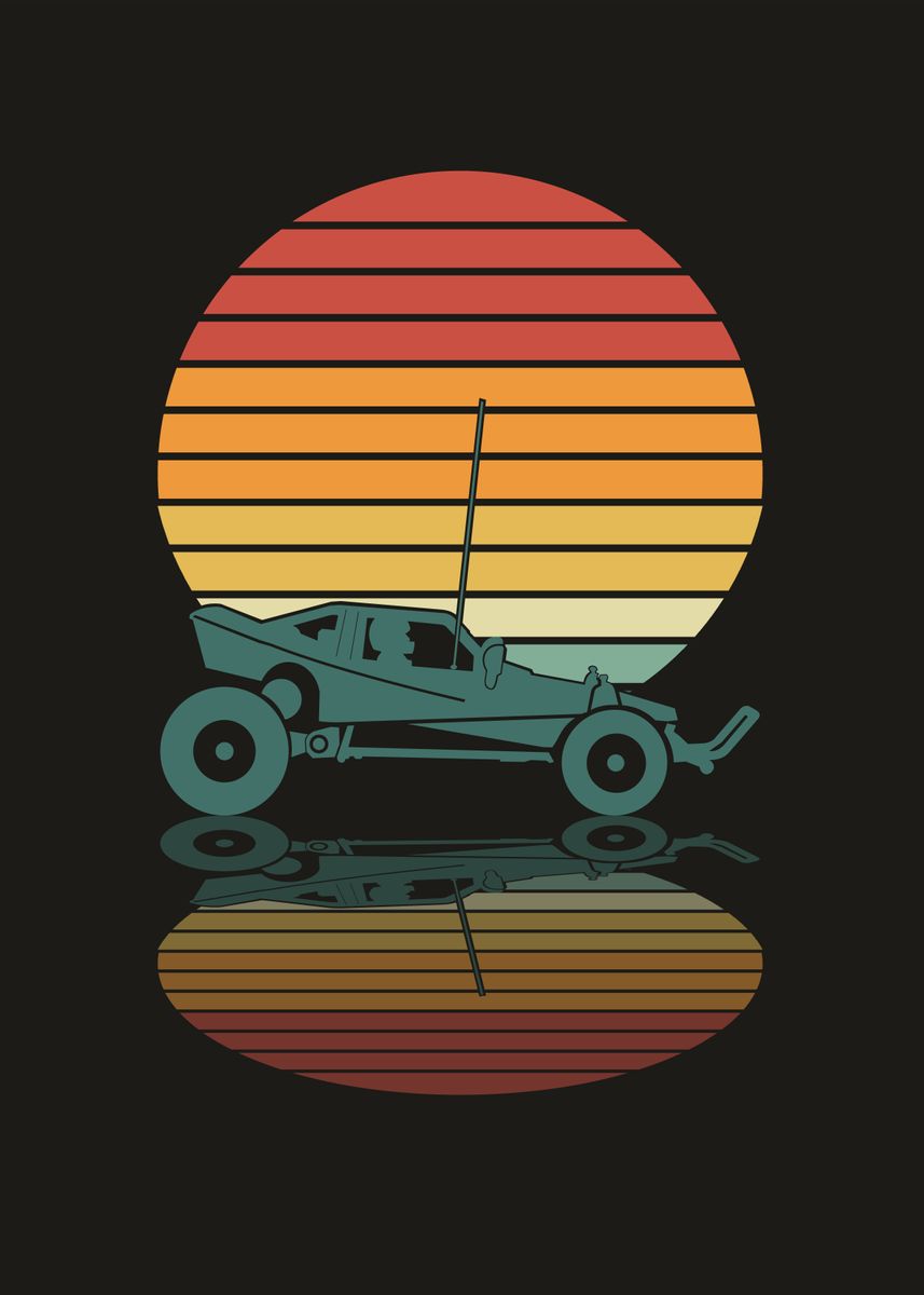 'vintage rc buggy sunset' Poster by Guntah | Displate