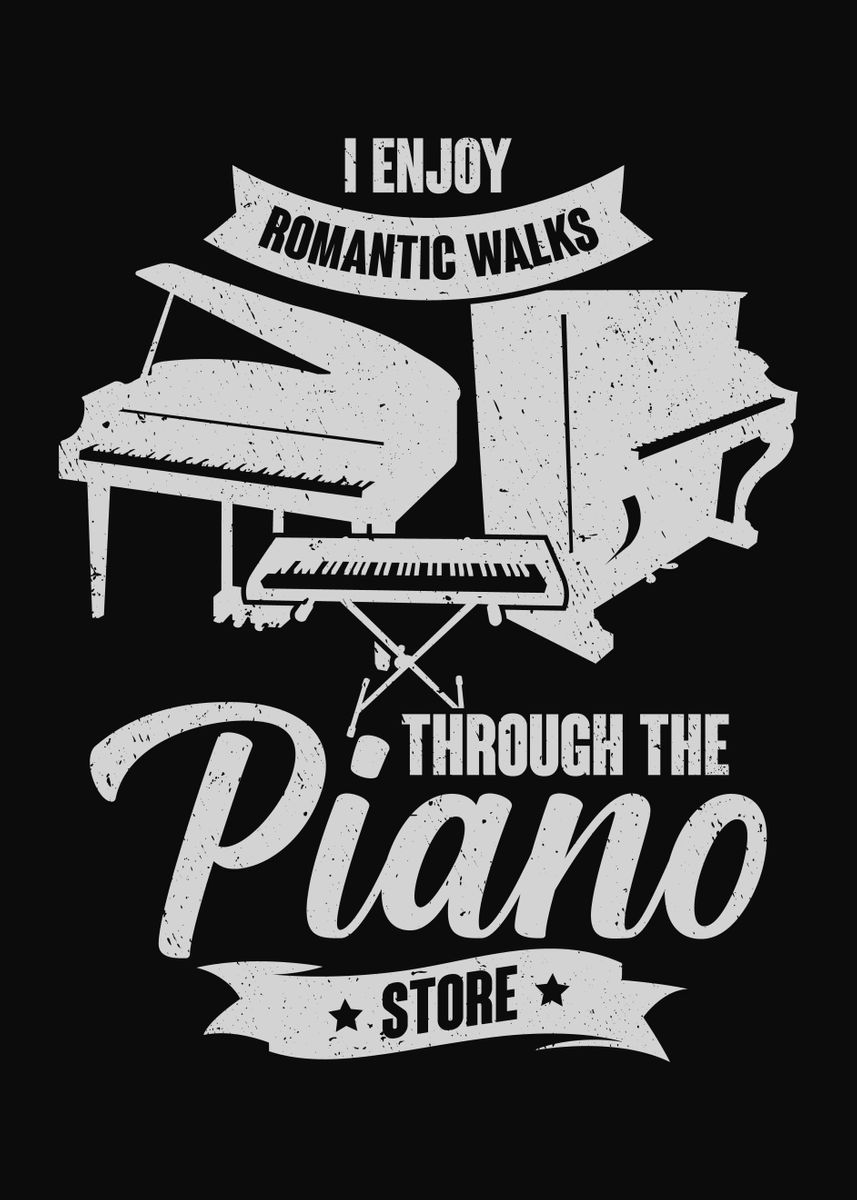 'Piano Store Pianist Design' Poster, picture, metal print, paint by ...