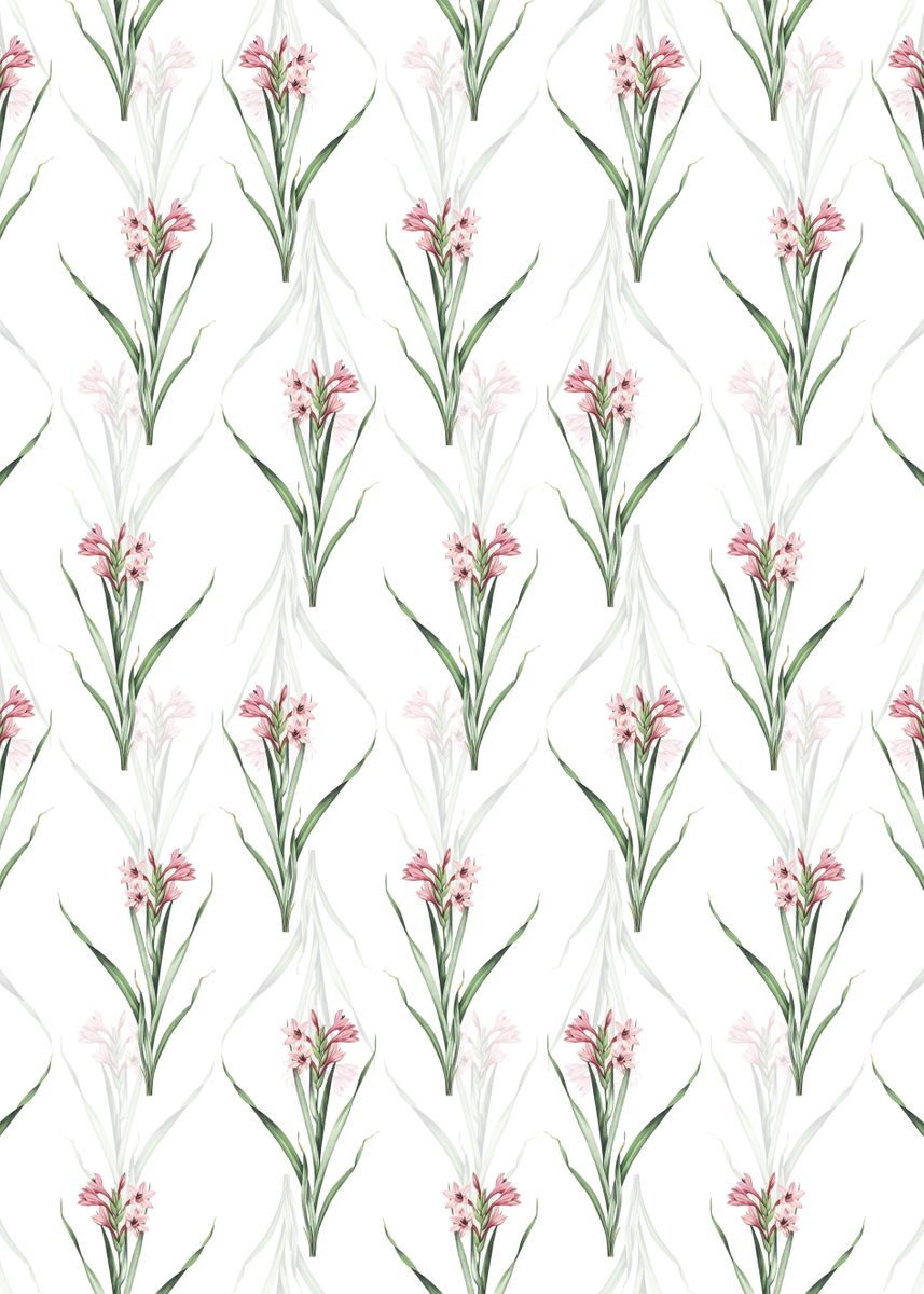 'Floral Sword Lily Pattern' Poster, picture, metal print, paint by Holy ...