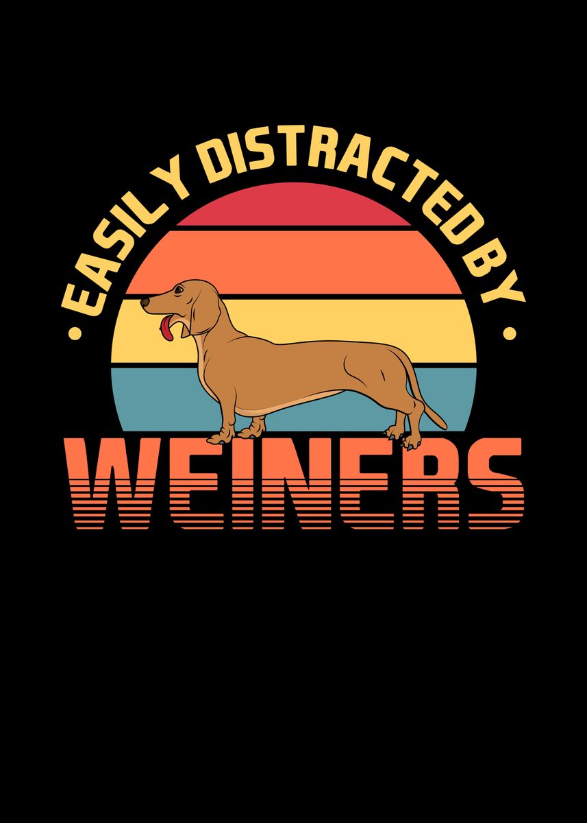 'Weiner Dog Retro' Poster, picture, metal print, paint by Shiva121 ...