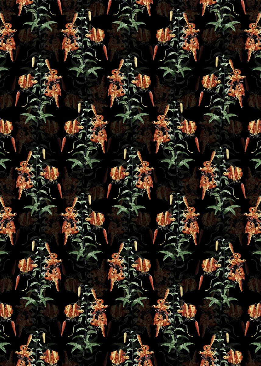 'Floral Tiger Lily Pattern' Poster by Holy Rock Design | Displate