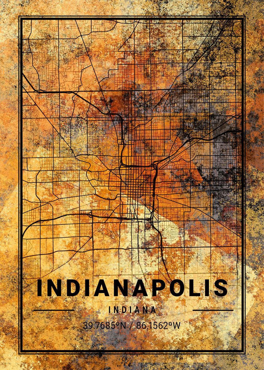 'Indianapolis Indiana Map' Poster, picture, metal print, paint by ...