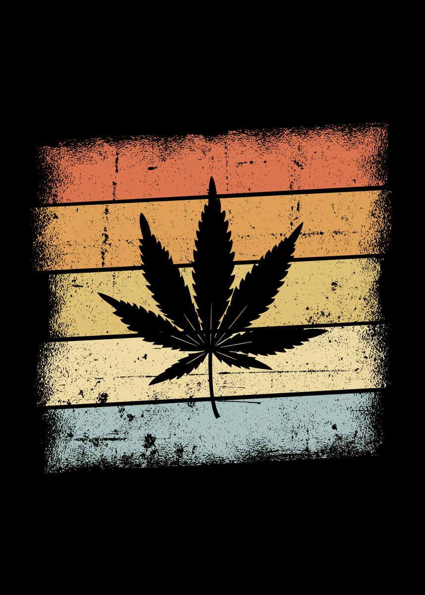'Cannabis Retro' Poster, picture, metal print, paint by schmugo | Displate