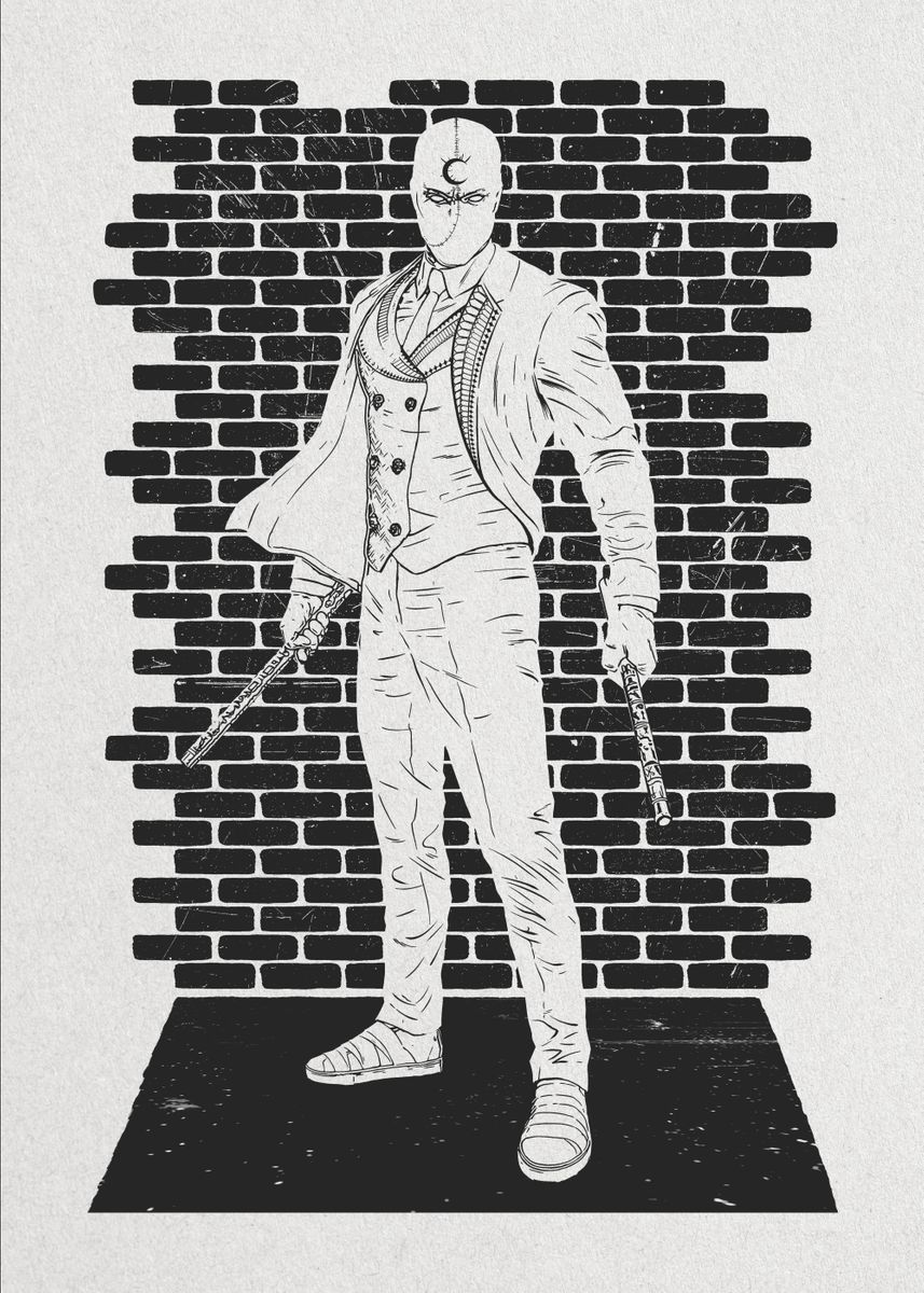 'Mr. Knight black&white' Poster, picture, metal print, paint by Marvel ...