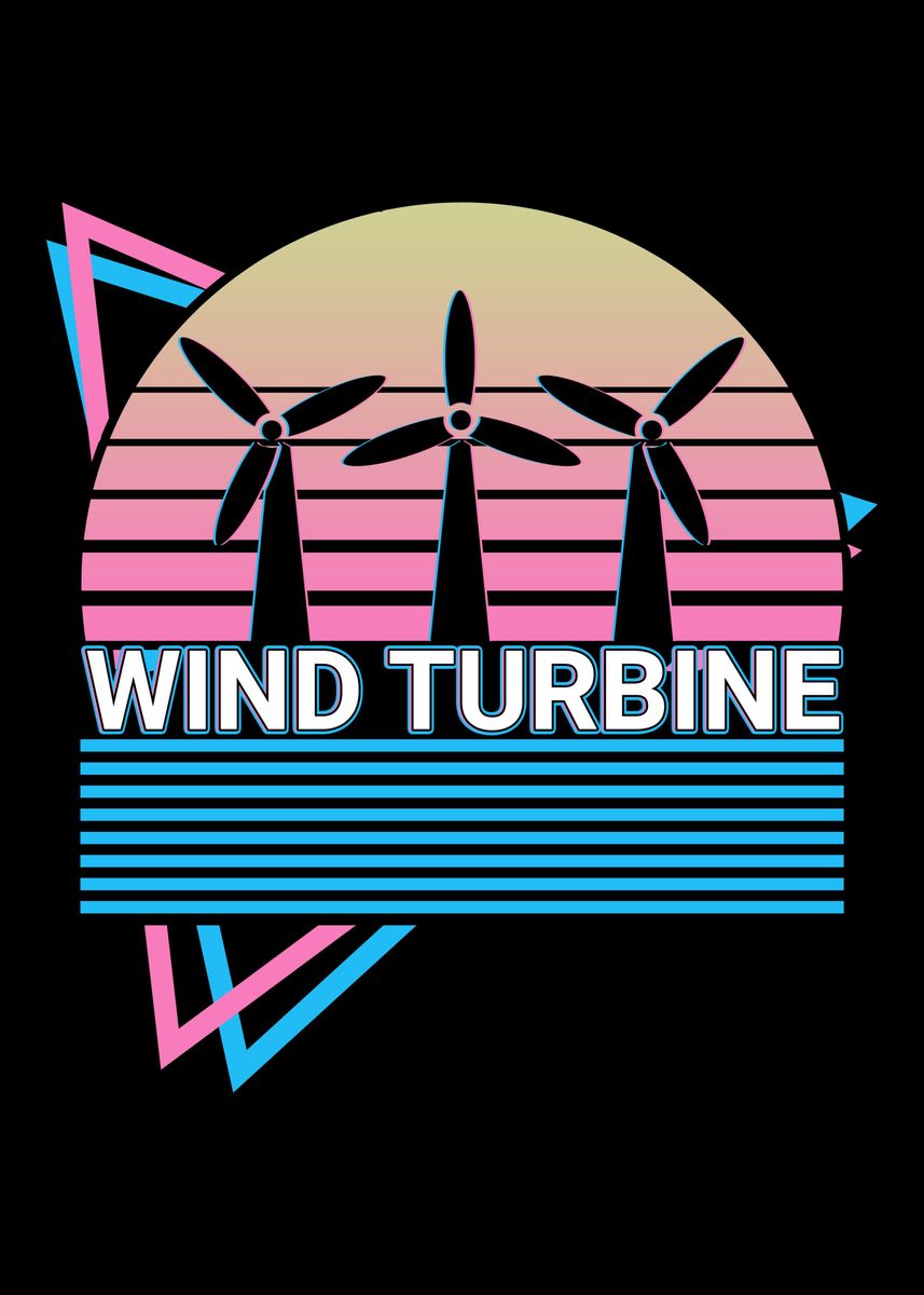 'Wind Turbine Retro' Poster, picture, metal print, paint by ...