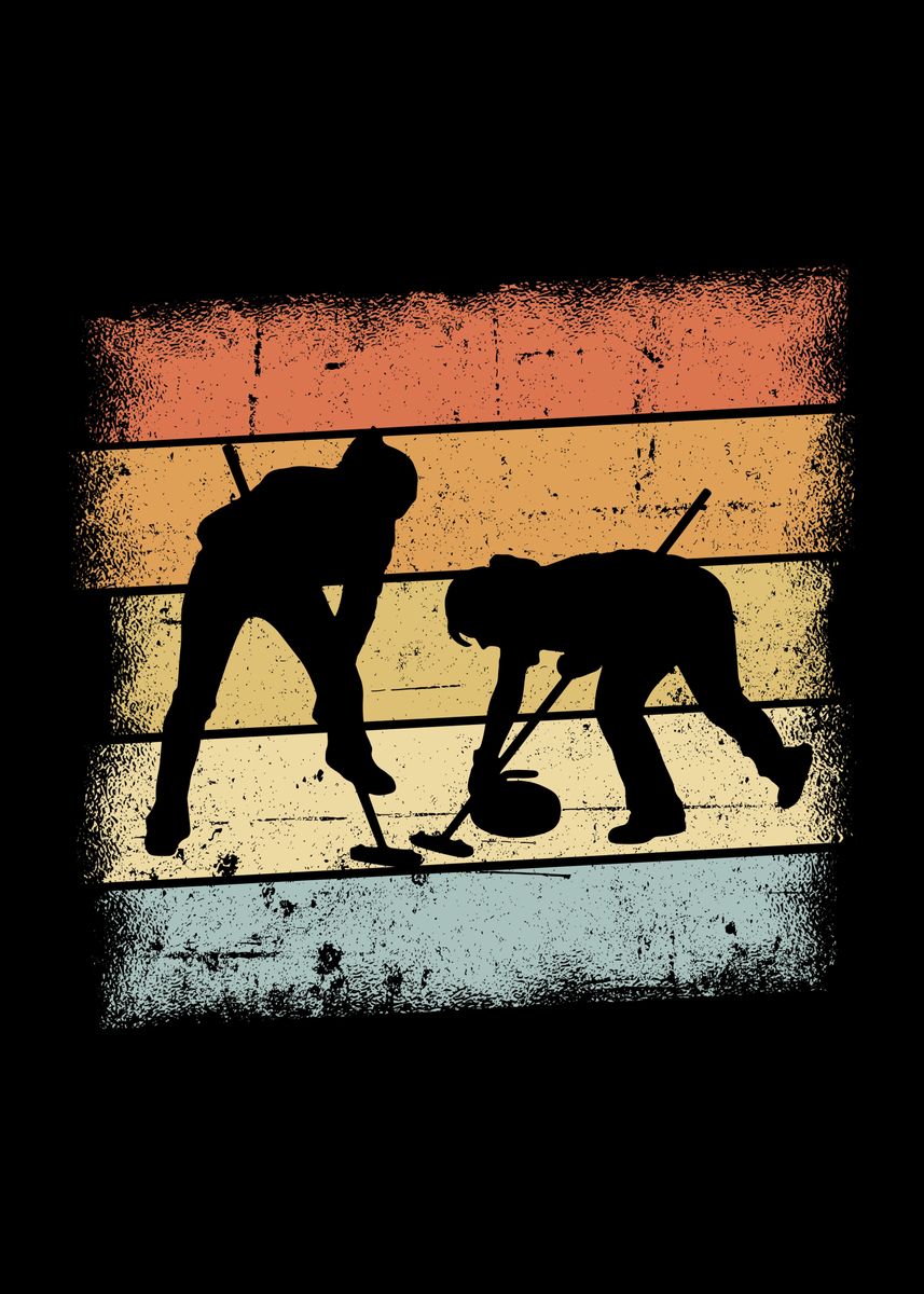 'Curling Retro' Poster by schmugo | Displate