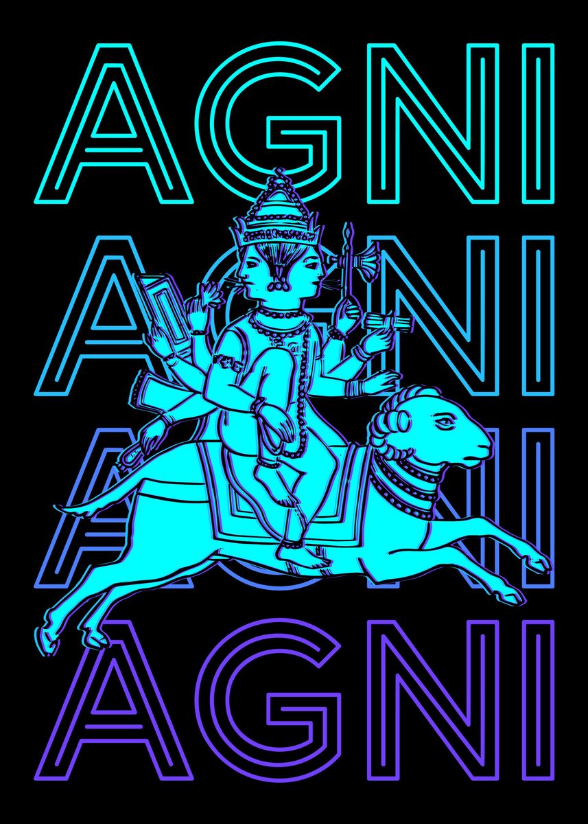 'Agni Hindu God Ancient' Poster, picture, metal print, paint by ...