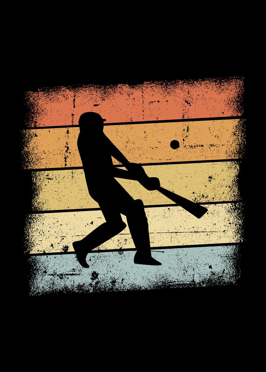 'Cricket Retro' Poster, picture, metal print, paint by schmugo | Displate