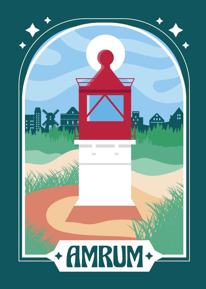'Amrum Lighthouse' Poster, picture, metal print, paint by Fateh Lahlah ...