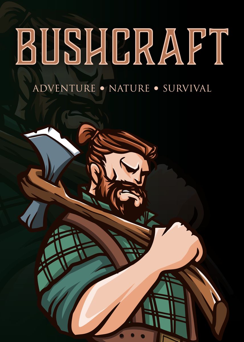 'Bushcraft Outdoorsman' Poster, picture, metal print, paint by ...