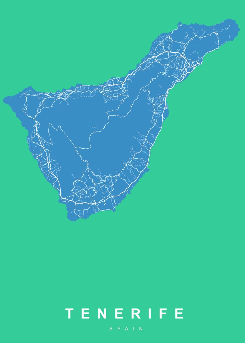 'TENERIFE Map' Poster, picture, metal print, paint by UrbanMaps | Displate