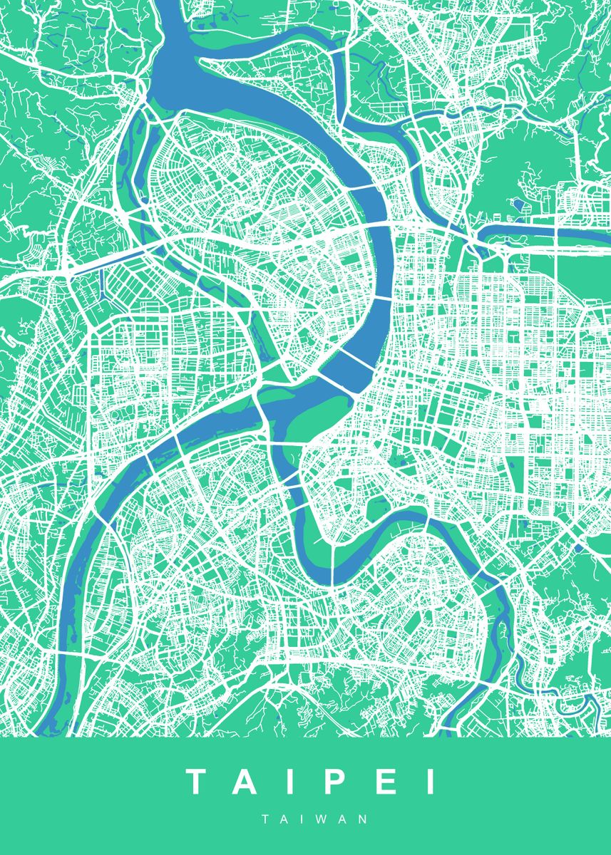 'TAIPEI Map TAIWAN' Poster by UrbanMaps | Displate
