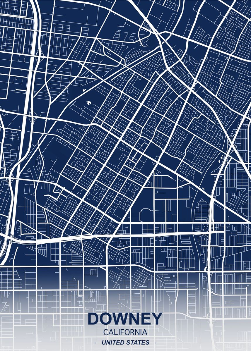 'Downey California' Poster, picture, metal print, paint by sinnois ...