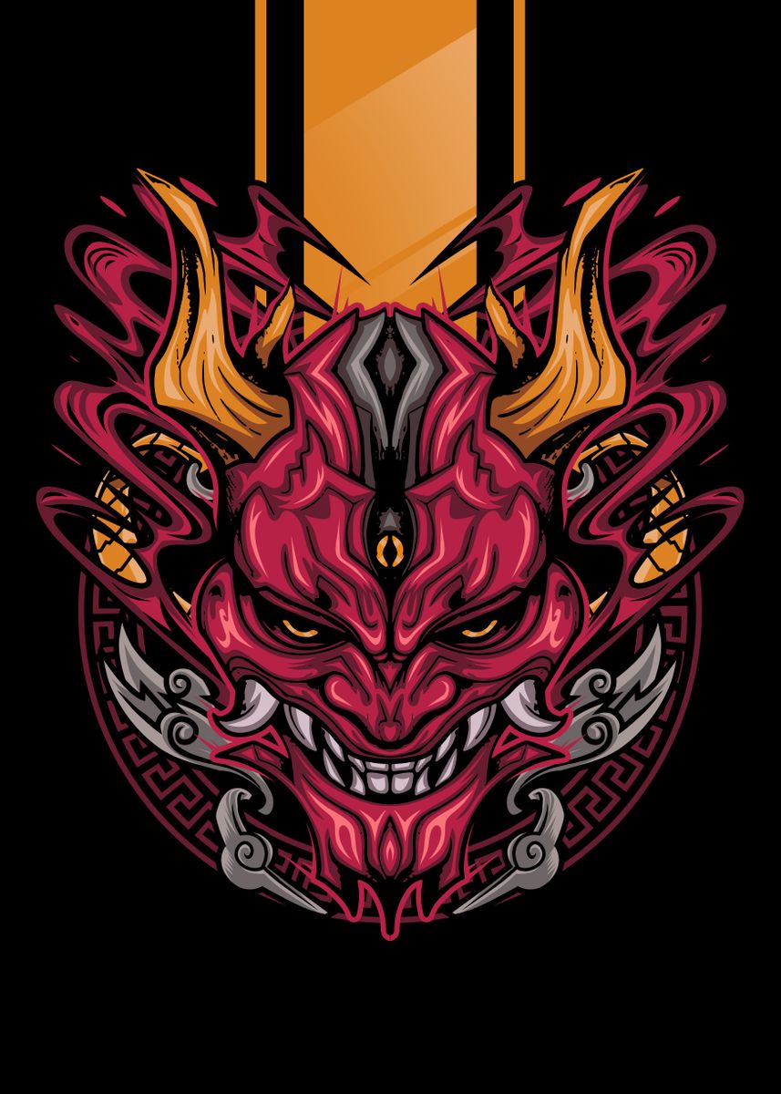 '3 Eyes Oni' Poster, picture, metal print, paint by Nocturnal Arts ...