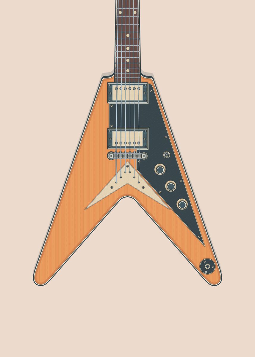 'Vintage V Guitar' Poster, picture, metal print, paint by Milhad Art ...