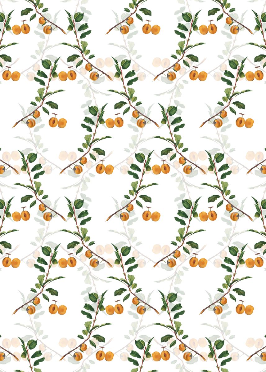 'Floral Apricot Pattern' Poster, picture, metal print, paint by Holy ...