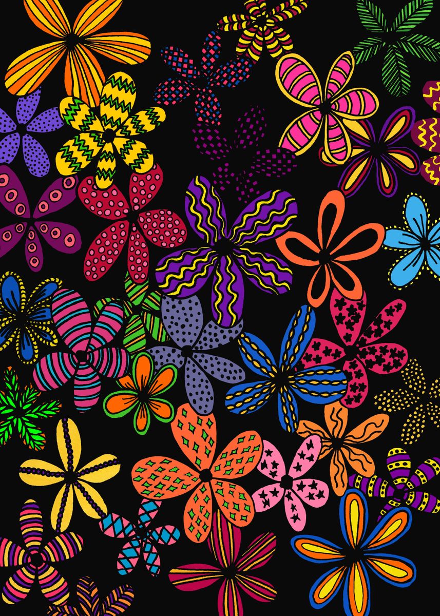 'Flower Collage' Poster, picture, metal print, paint by Marilyn Lowe ...