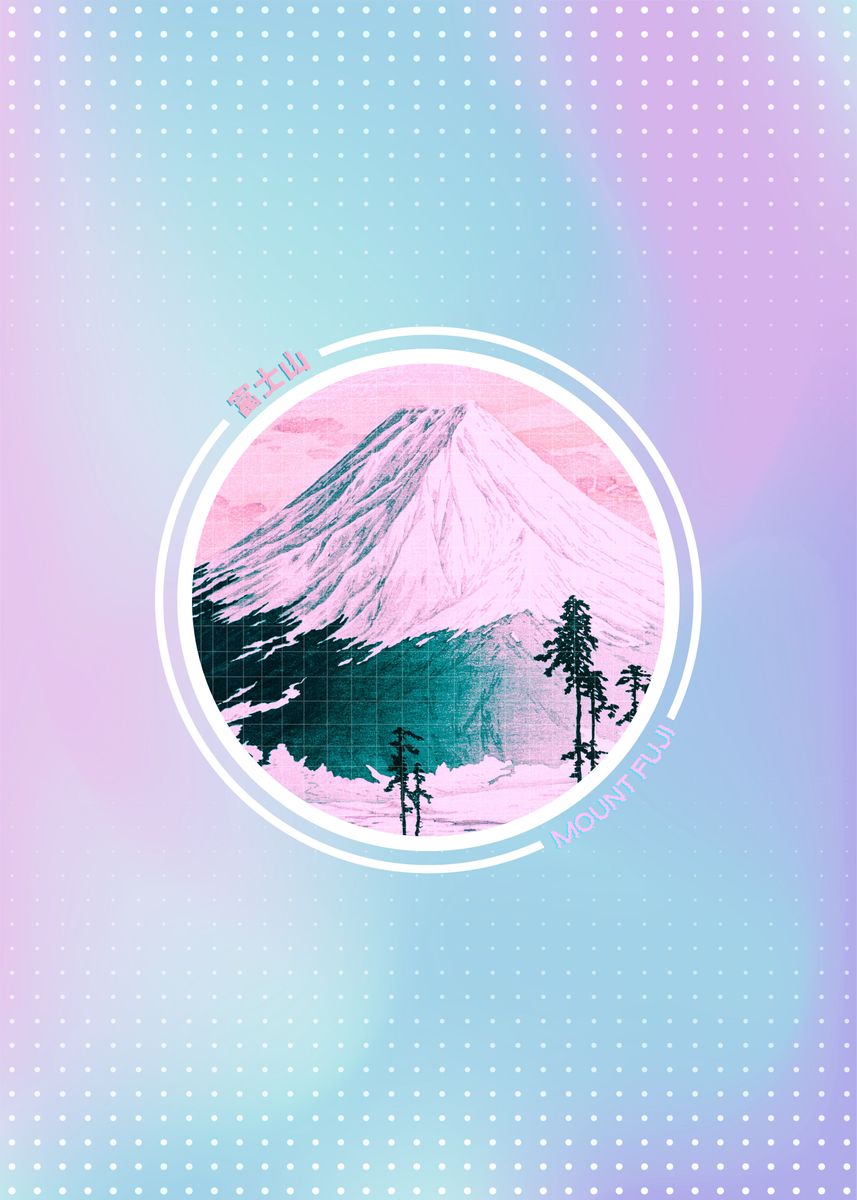 'Retro Vaporwave Mount Fuji' Poster by Masaki | Displate