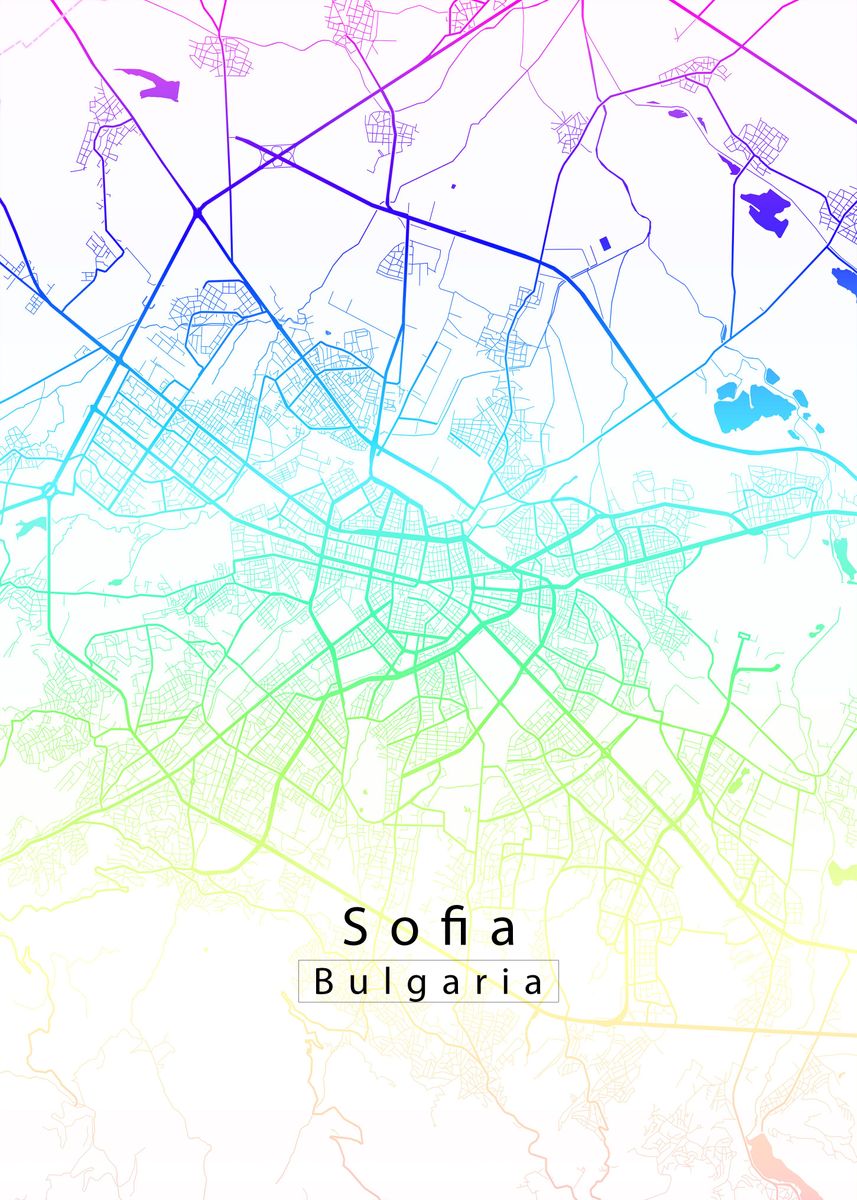 'Sofia City Map' Poster by Robin Niemczyk | Displate