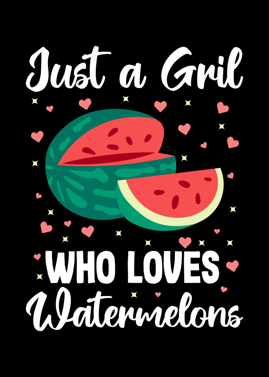 'Girl Who Loves Watermelons' Poster, picture, metal print, paint by ...