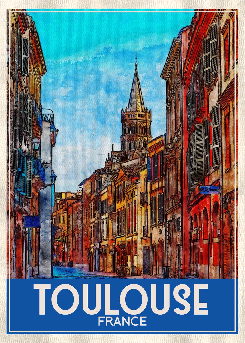 'Travel Art Toulouse France' Poster, picture, metal print, paint by FAA ...