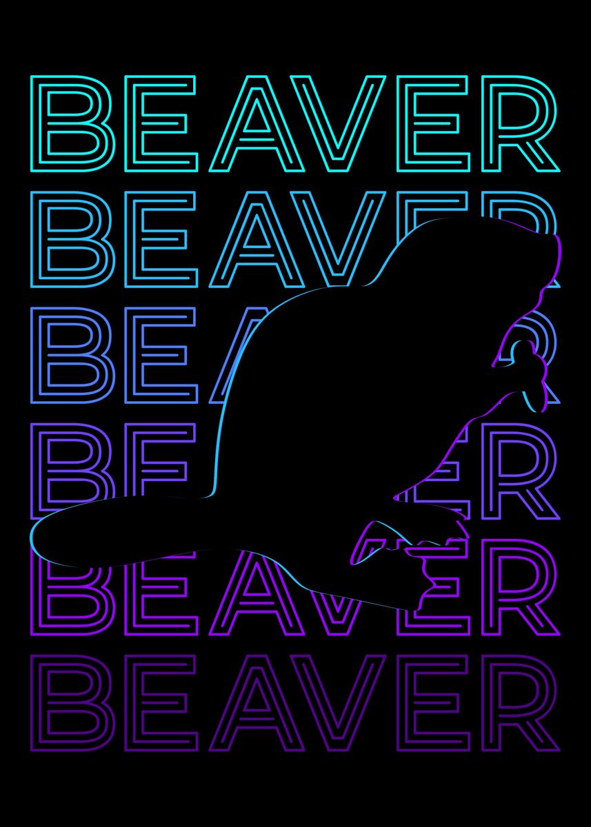 'Beaver Retro' Poster, picture, metal print, paint by AestheticAlex ...