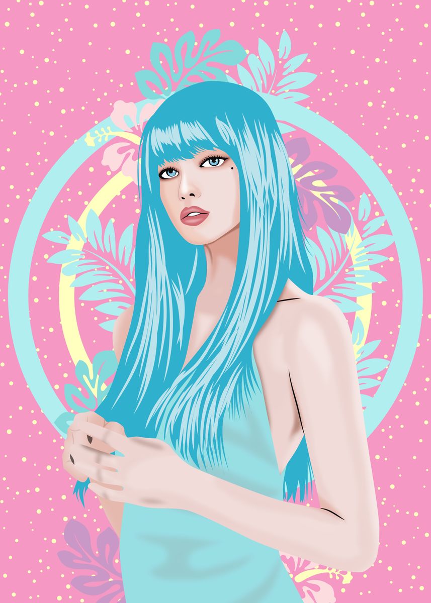 'y2k cute girl la lisa' Poster, picture, metal print, paint by best art moshper | Displate