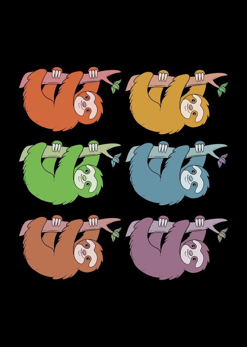 'Sloth Squad' Poster, picture, metal print, paint by FunnyGifts | Displate