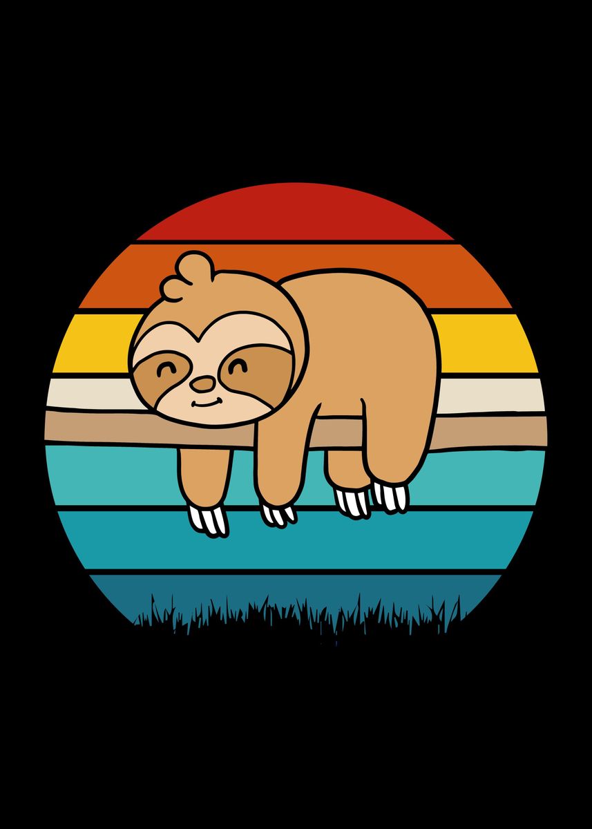 'Retro Sloth' Poster by FunnyGifts | Displate