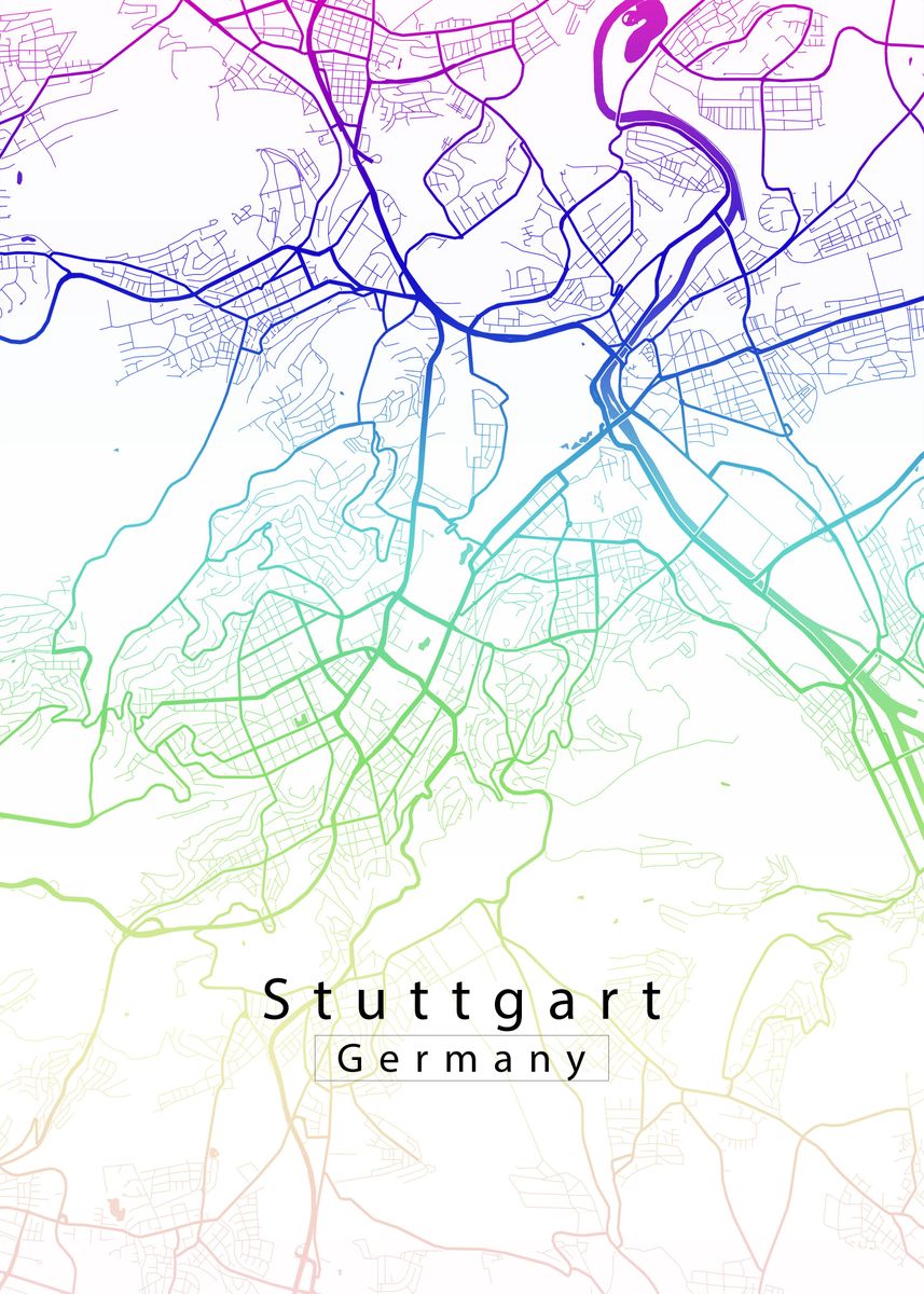 'Stuttgart City Map' Poster, picture, metal print, paint by Mapique ...