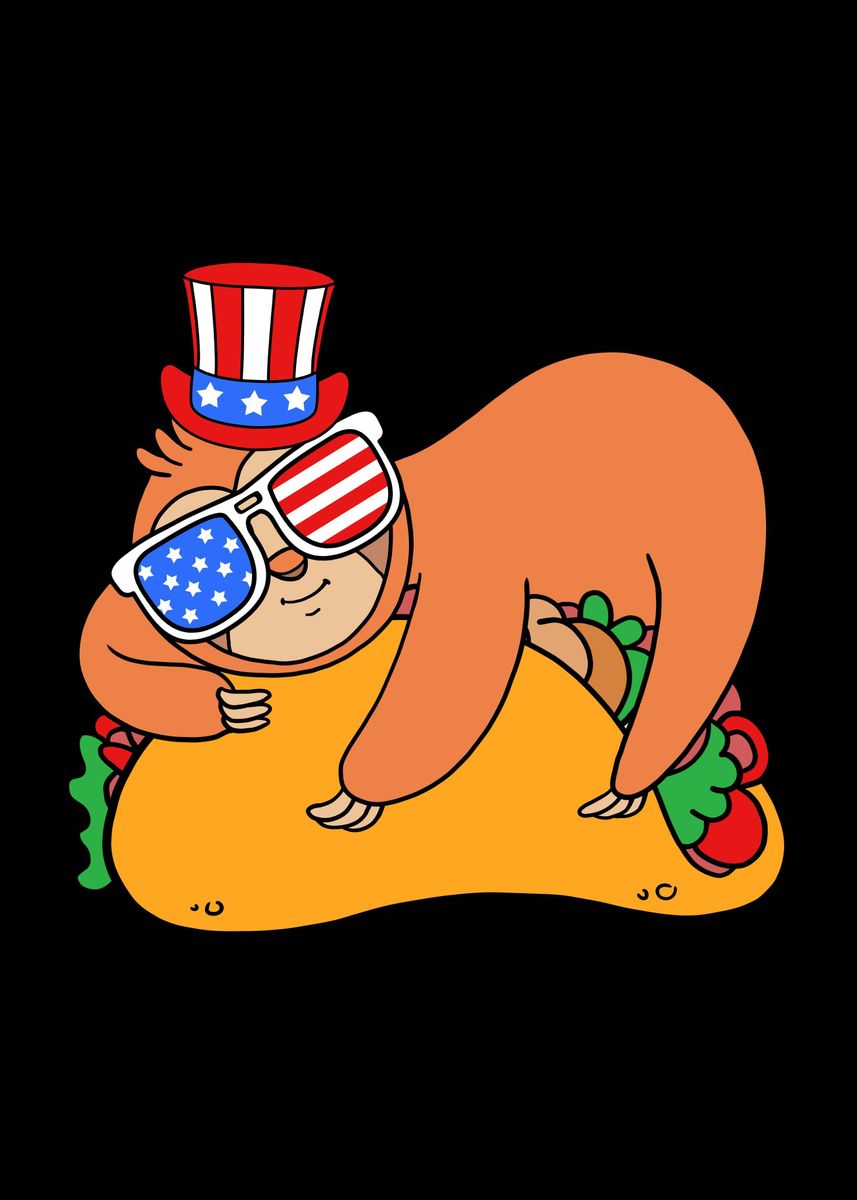 'Sloth Hugging Taco' Poster by FunnyGifts | Displate