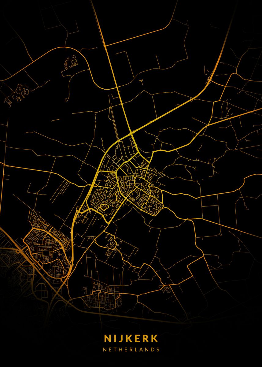 'Nijkerk City Map' Poster by Trulaf Design | Displate