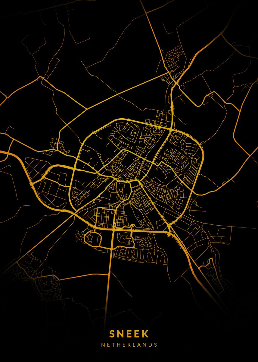 'Sneek City Map' Poster, picture, metal print, paint by Trulaf Design ...