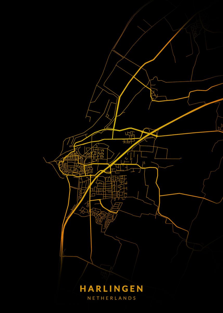 'Harlingen City Map' Poster, picture, metal print, paint by Trulaf ...