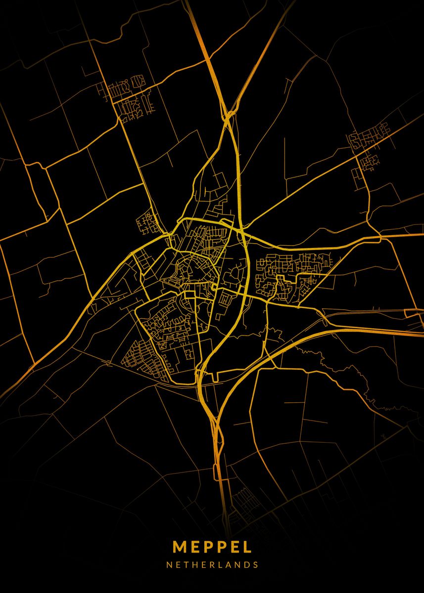 'Meppel City Map' Poster, picture, metal print, paint by Trulaf Design ...