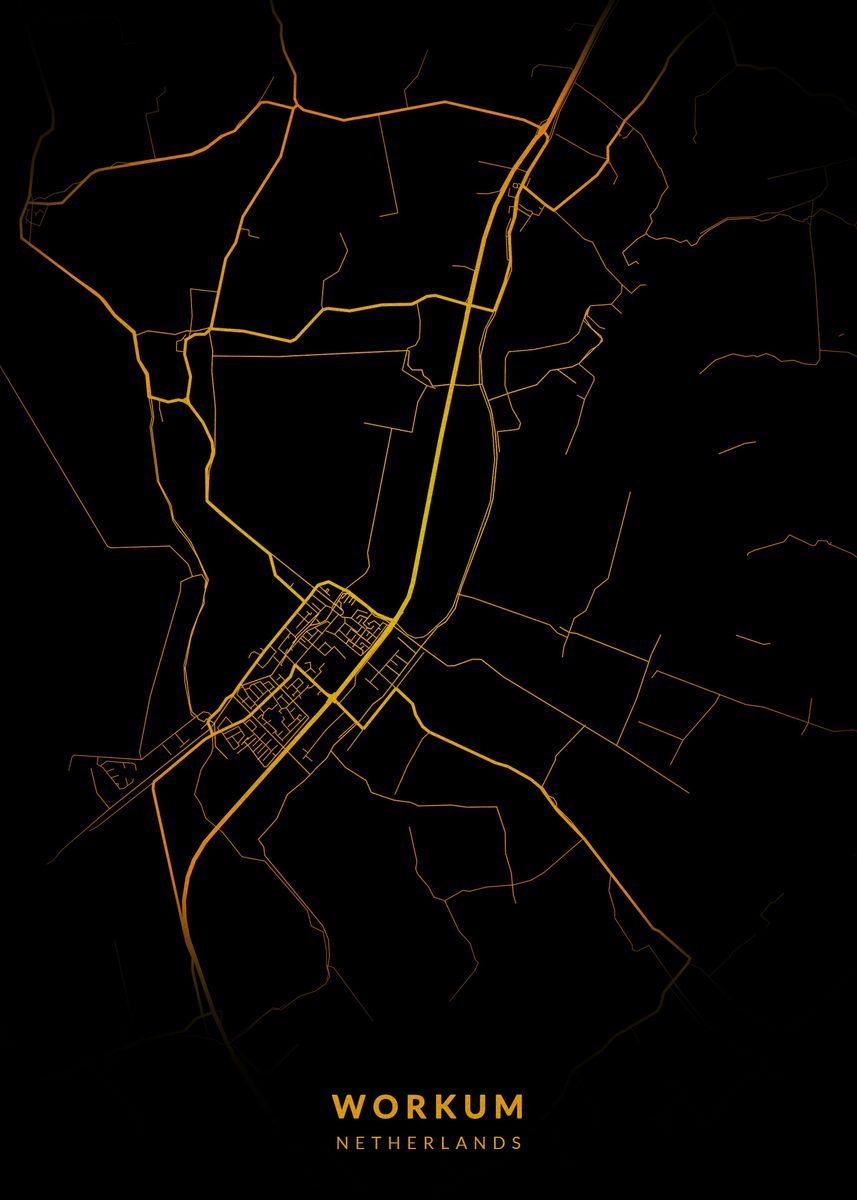 'Workum City Map' Poster, picture, metal print, paint by Trulaf Design ...