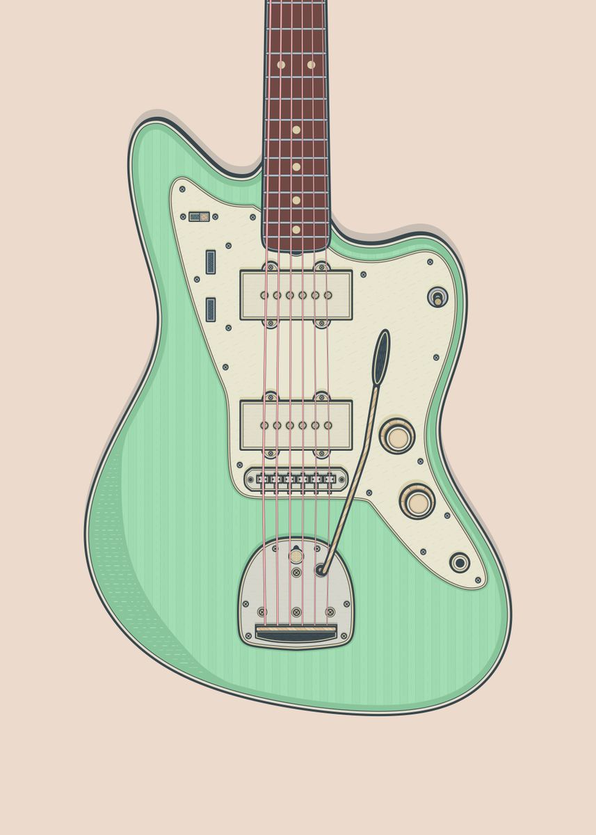 'Surf Green JM Guitar' Poster by Milhad Art | Displate